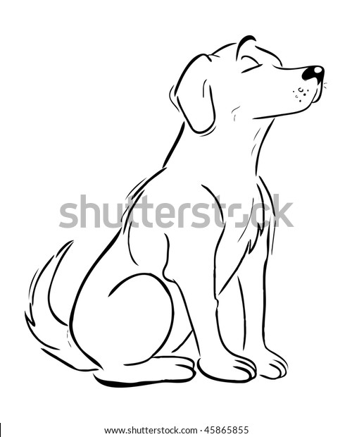 Cartoon Vector Outline Illustration Labrador Retriever Stock Vector ...