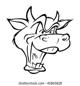 Cartoon Vector Outline Illustration Mad Cow Stock Vector (Royalty Free ...