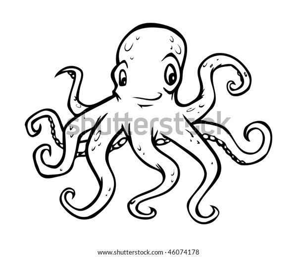 Cartoon Vector Outline Illustration Octopus 库存矢量图（免版税）46074178 ...