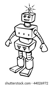 Cartoon Vector Outline Illustration Robot Stock Vector (Royalty Free ...
