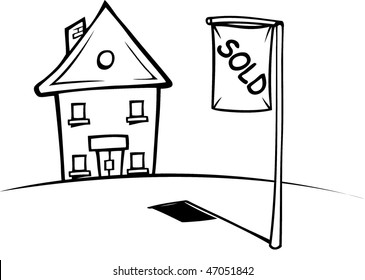 Cartoon Vector Illustration Real Estate Sold: เวกเตอร์สต็อก (ปลอดค่า ...
