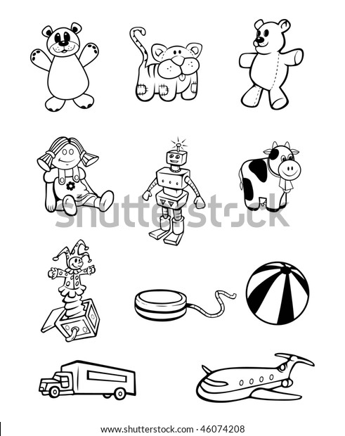 Cartoon Vector Outline Illustration Toy Collection Stock Vector ...