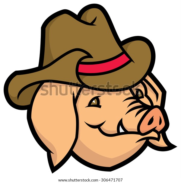 Cartoon Vector Pig Cowboy Hat Stock Vector (Royalty Free) 306471707 ...