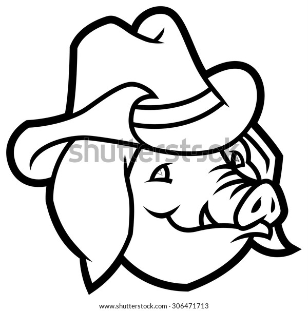 Cartoon Vector Pig Cowboy Hat 库存矢量图（免版税）306471713 | Shutterstock