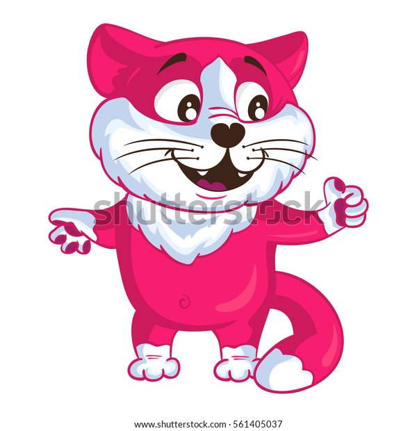 Cartoon Vector Pink Cat Shows Like: стоковая векторная графика (без ...