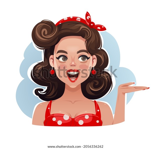 Cartoon Vector Portrait Young Retro Woman Stock Vector (Royalty Free ...