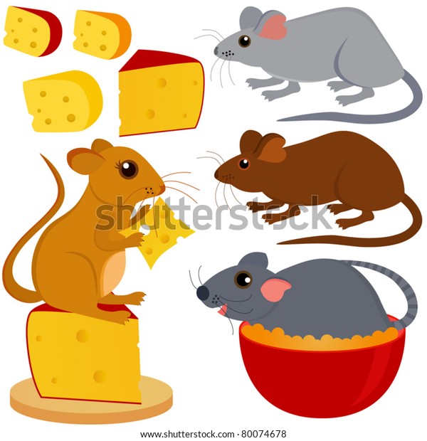 Cartoon Vector Rat Mouse Cheese Set Stock Vector (Royalty Free ...