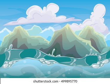 Cartoon Vector Sea Background Separated Layers Stock Vector (Royalty ...