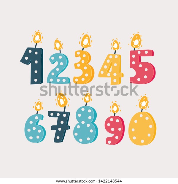 Cartoon Vector Set Illustration Candles Numbers Stock Vector (Royalty ...
