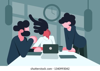 Cartoon Vector Side View Group Young Stock Vector (Royalty Free) 1340993042