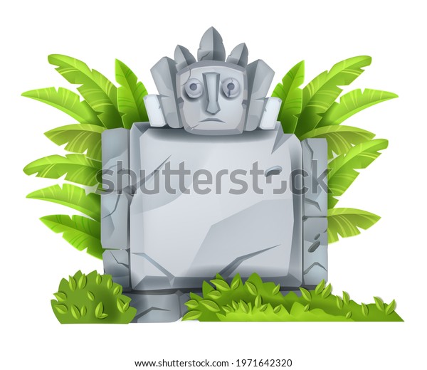 Cartoon Vector Stone Sign Board Maya: vector de stock (libre de ...