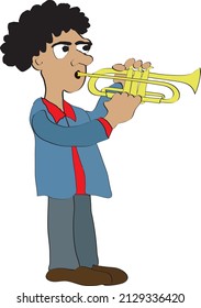 Cartoon Vector Trumpet Player Stock Vector (Royalty Free) 2129336420 ...
