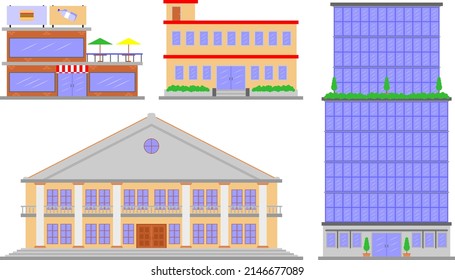 Cartoon Vector Various Types Buildings Stock Vector (Royalty Free ...