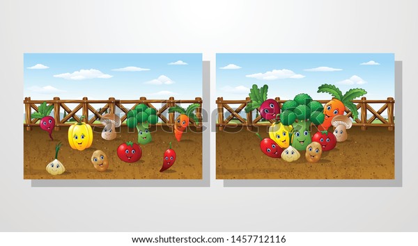 Cartoon Vegetable Garden Farm Background Stock Vector (Royalty Free ...