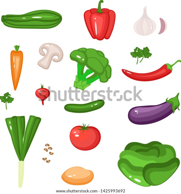 Cartoon Vegetables Collection Collection Vector Farm Stock Vector ...