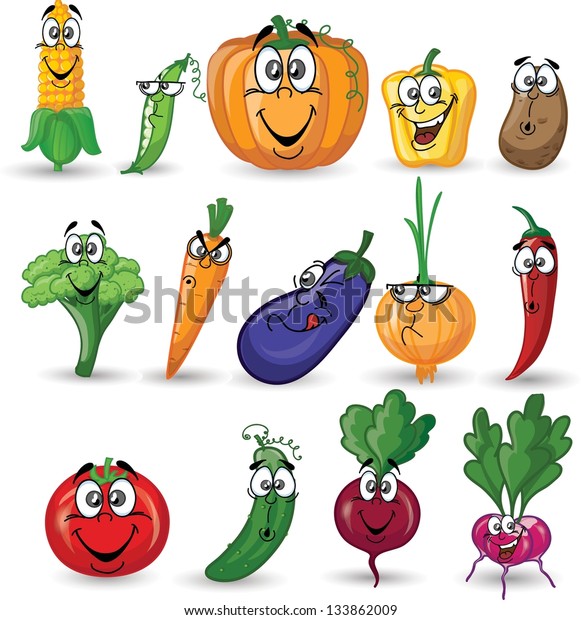 Cartoon Vegetables Fruits Stock Vector (Royalty Free) 133862009