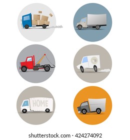 Cartoon Vehicles Set Cargo Vans Delivery Stock Vector (Royalty Free ...