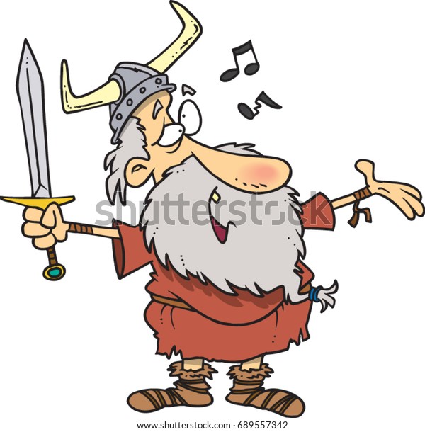 Cartoon Viking Man Singing Stock Vector (Royalty Free) 689557342
