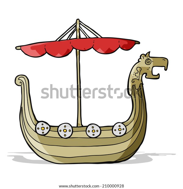 Cartoon Viking Ship Stock Vector (Royalty Free) 210000928 | Shutterstock