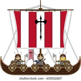 Cartoon Vikings Longboat Stock Vector (Royalty Free) 635032607 ...