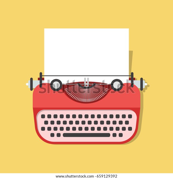 Cartoon Vintage Typewriter Element Creative Workplace 스톡 벡터(로열티 프리 ...