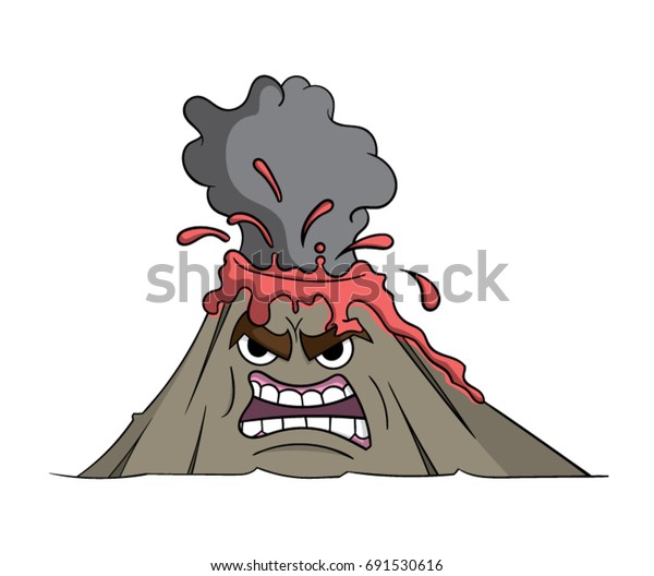 Cartoon volcano erupting in anger