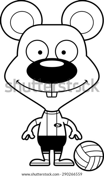 Cartoon Volleyball Player Mouse Smiling Stock Vector (Royalty Free ...