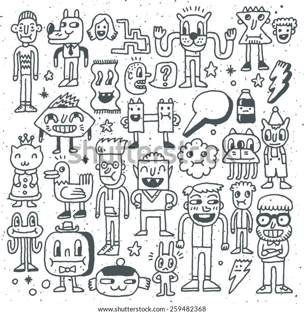 Cartoon Wacky Doodle Set 1 Vector Stock Vector (Royalty Free) 259482368 ...