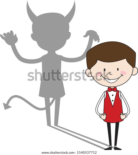Cartoon Waiter Caterer Devil Person Standing Stock Vector (Royalty Free ...