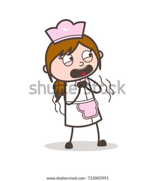 Cartoon Waitress Fearful Face Vector Illustration Stock Vector (Royalty ...