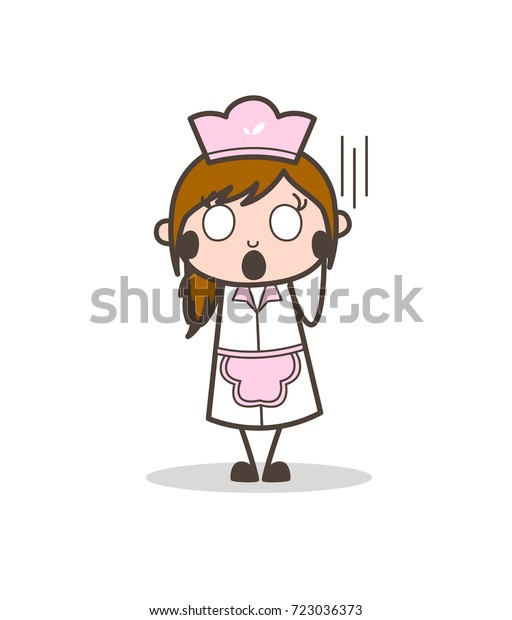 Cartoon Waitress Screaming Face Fear Vector Stock Vector (Royalty Free ...