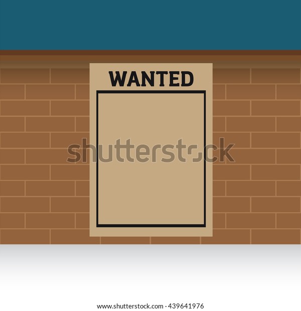 Cartoon Wanted Poster On Wall Background Stock Vector (Royalty Free ...