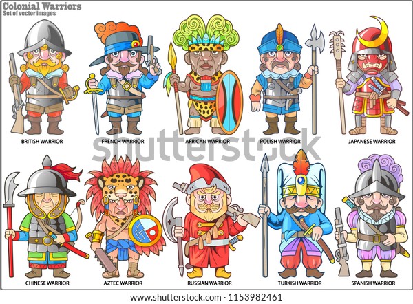 Cartoon Warriors Colonial Era Set Vector Stock Vector (Royalty Free ...
