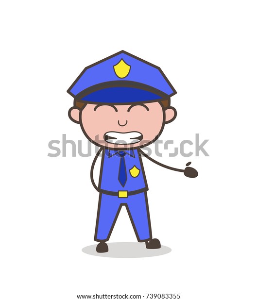 Cartoon Watchman Grinning Face Smiling Eyes Stock Vector (Royalty Free ...