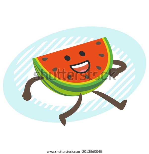 Cartoon Watermelon Character Running Vector Illustration Stock Vector ...