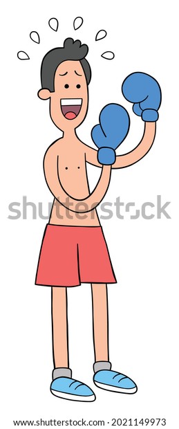 Cartoon Weak Scared Boxer Man Vector Stock Vector (Royalty Free ...
