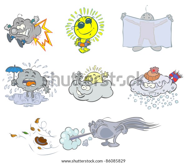 Cartoon Weather Characters Stock Vector (Royalty Free) 86085829