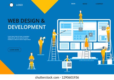 Cartoon Web Design Development Card Poster Stock Vector (Royalty Free ...