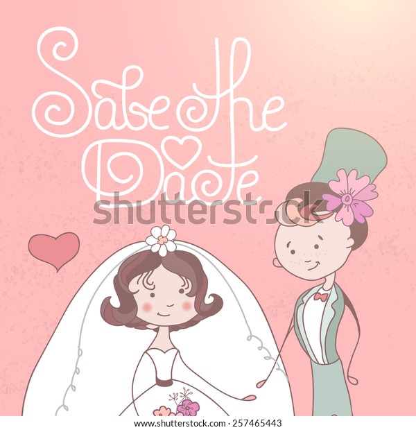 Cartoon Wedding Invitation Vector Illustration Stock Vector (Royalty ...