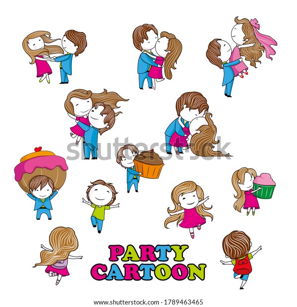 Cartoon Wedding Party Vector Designs Template Stock Vector (Royalty ...