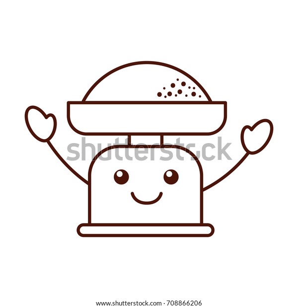 Cartoon Weight Scale Flour Character Kawaii 库存矢量图（免版税）708866206 ...