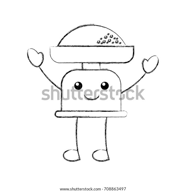 Cartoon Weight Scale Flour Kitchen Icon Stock Vector (Royalty Free ...