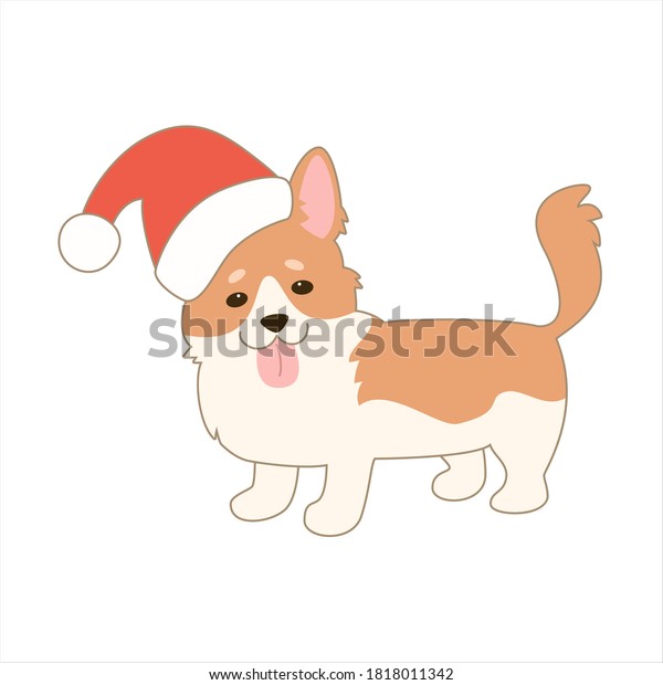 Cartoon Welsh Corgi Christmas Hat Vector Stock Vector (Royalty Free ...