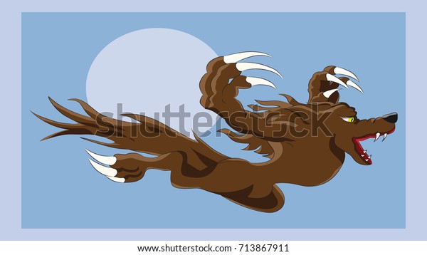 Cartoon Werewolf Attacks Stock Vector (Royalty Free) 713867911 ...