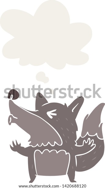 Cartoon Werewolf Howling Thought Bubble Retro Stock Vector (Royalty ...