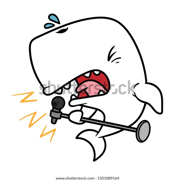 Cartoon Whale Screaming Into Microphone Stock Vector (Royalty Free ...