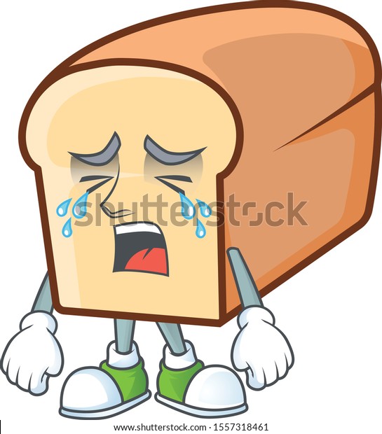 Cartoon White Bread Character Crying: vector de stock (libre de ...