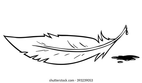 Cartoon White Feather Ink Spot Stock Vector (Royalty Free) 393239053 ...