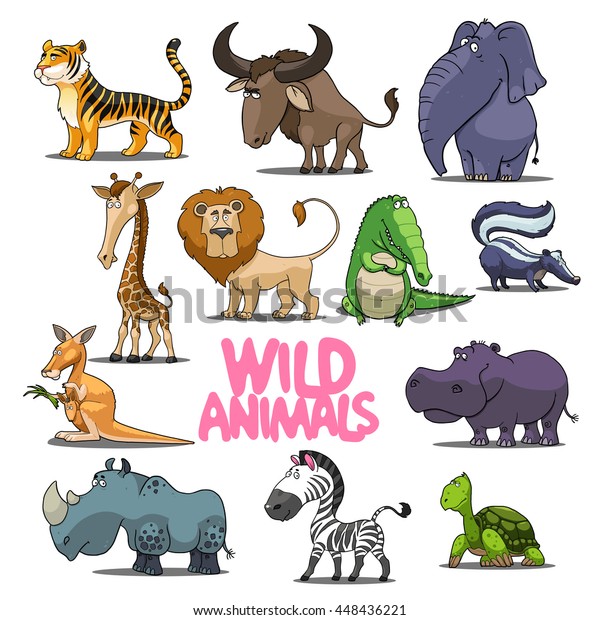 Cartoon Wild Animals Set Stock Vector (Royalty Free) 448436221 ...