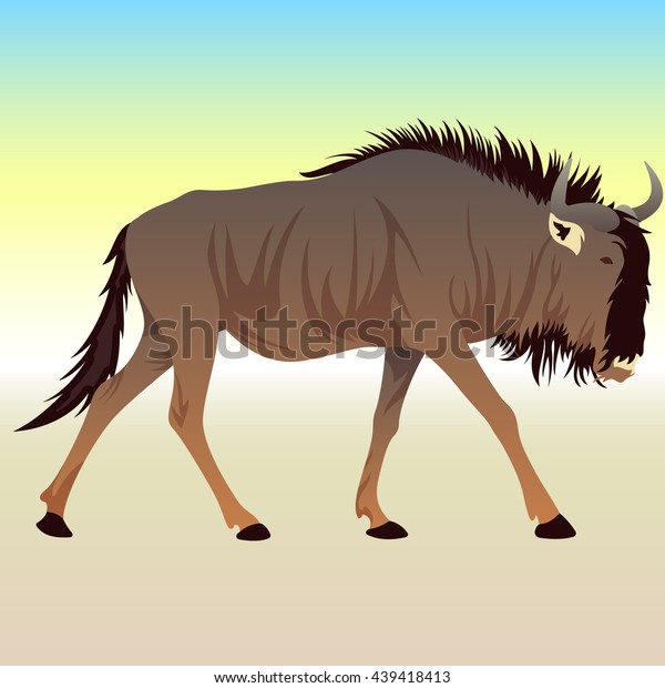 Cartoon Wildebeest Background Stock Vector (Royalty Free) 439418413